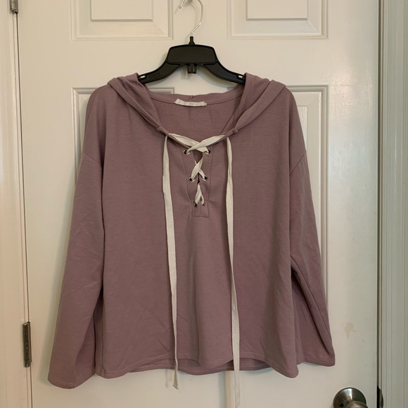 E2 | Tops | E2 Lace Up Hoodie Long Sleeve | Poshmark